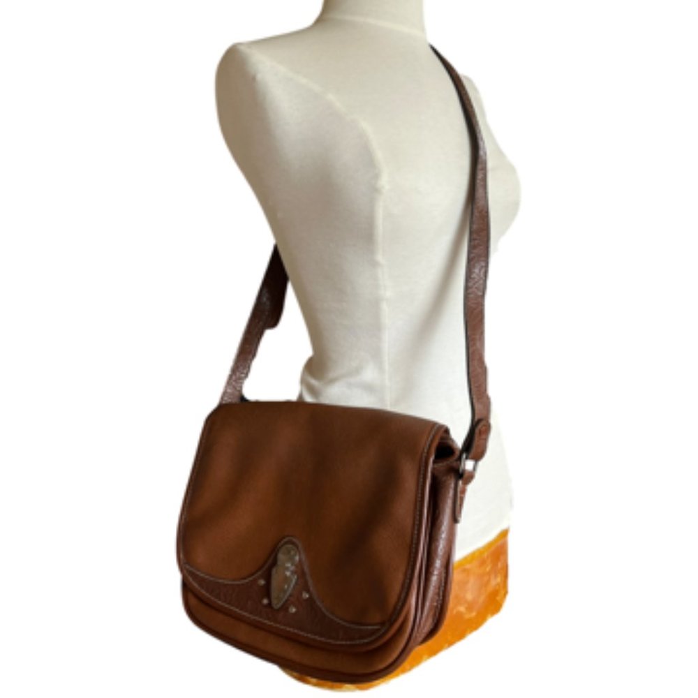 Austin Designs Vintage Brown Leather Crossbody Purse - Gem